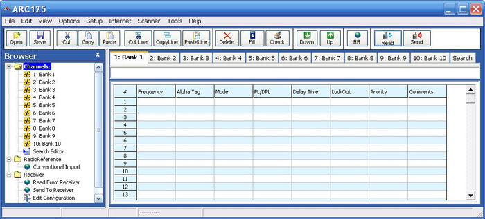 Butel ARC 125, Uniden Bearcat 125 XLT software